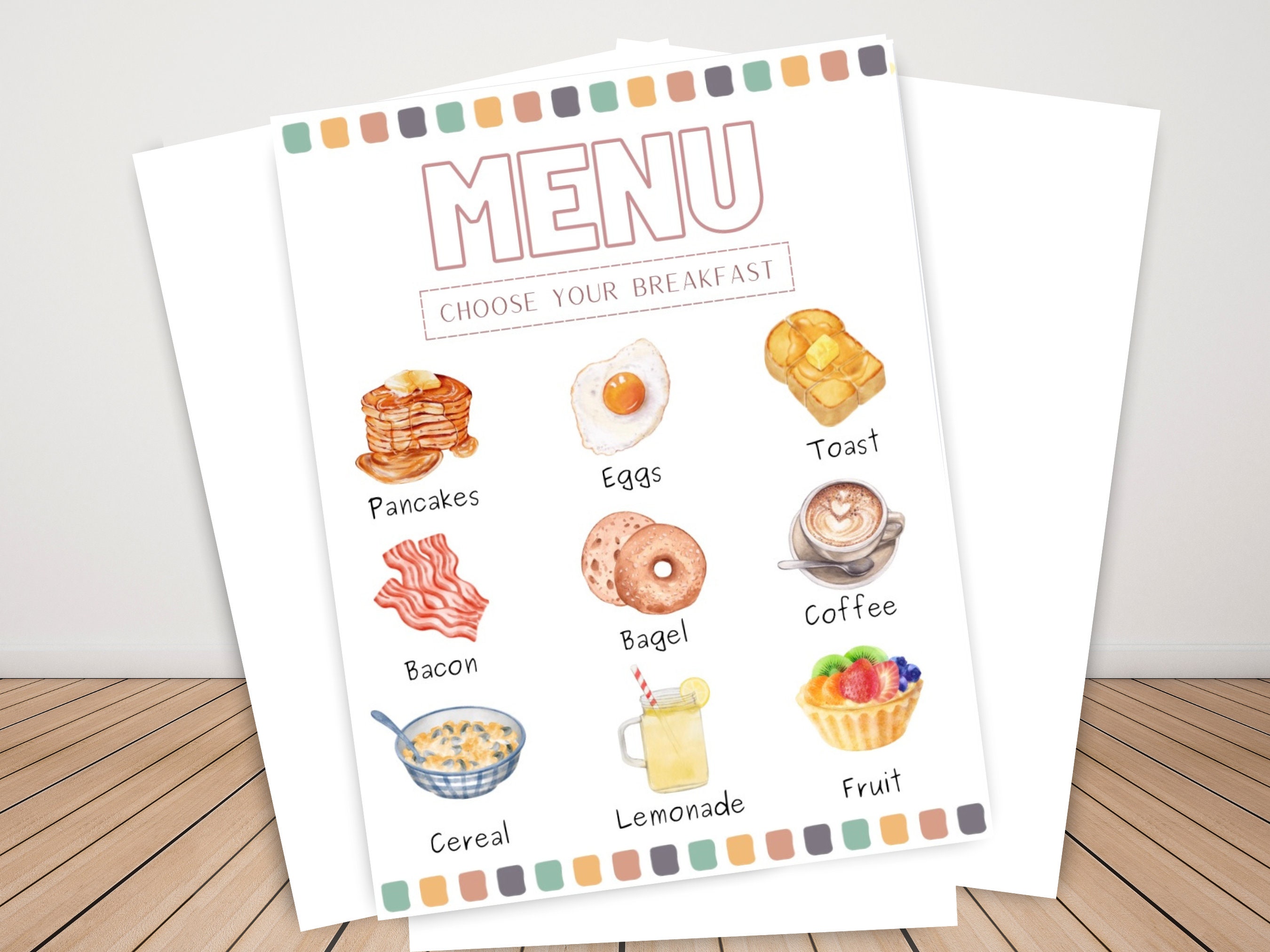Kids Printable Play Menus, Breakfast Menu, Lunch Menu, Dinner Menu ...