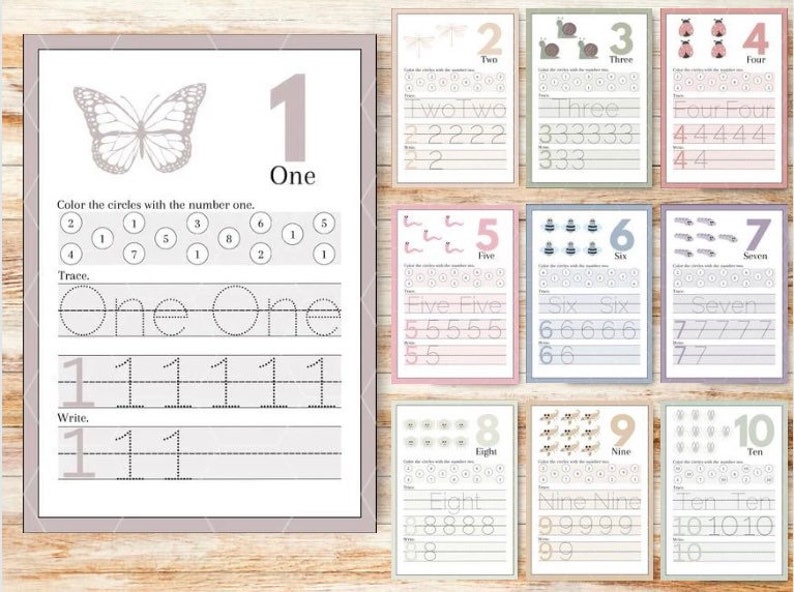 Preschool and Kindergarten Number Learning Worksheets, Homeschool ...