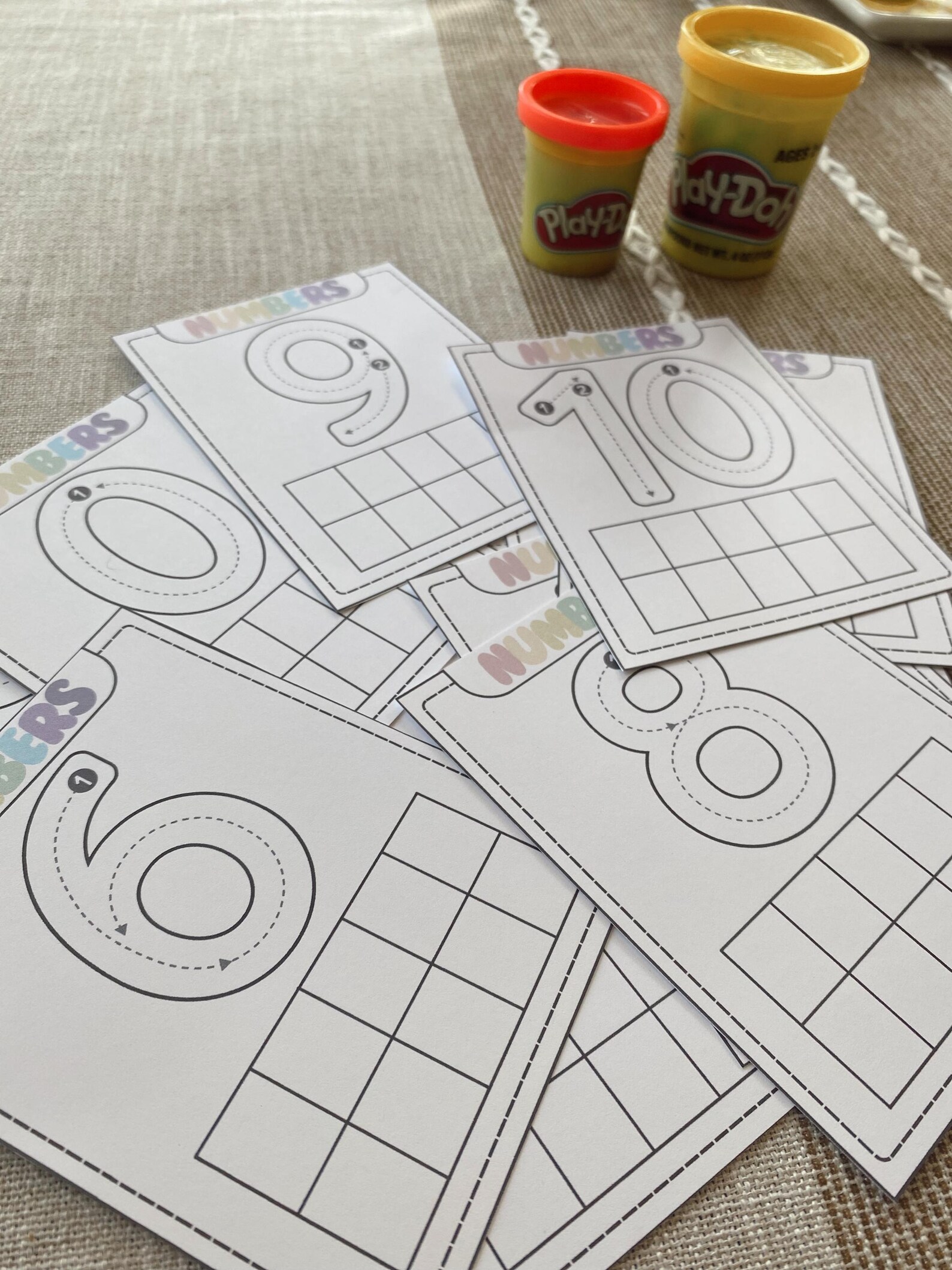 Play Doh Mats for Kids, Numbers Play Doh Mats, Number Flashcards, Ten ...