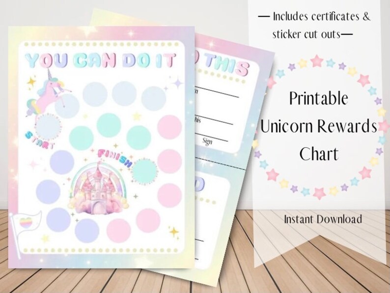 Printable Unicorn Rewards Chart for Kids, Reward System Printable ...
