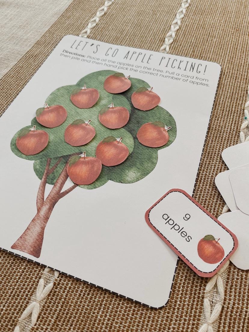 Apple Picking Activity for Kids, Learning to Count, Counting Activity ...