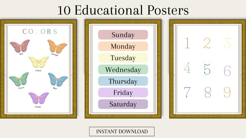 10 Printable Educational Posters Visual Learning for Kids - Etsy
