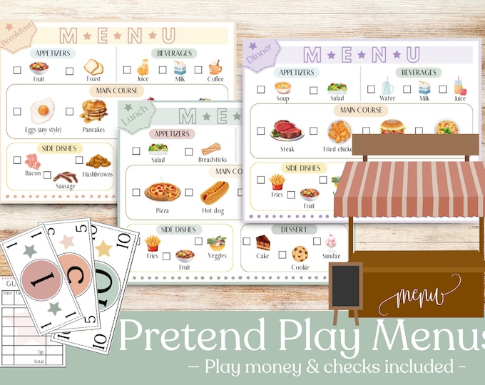 Pizza Shop Pretend Play, Dramatic Play for Kids, Pretend Play Menus ...