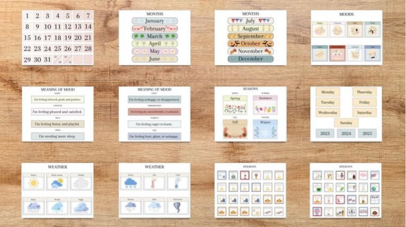Printable Visual Calendar Board for Preschooler, Editable Calendar ...