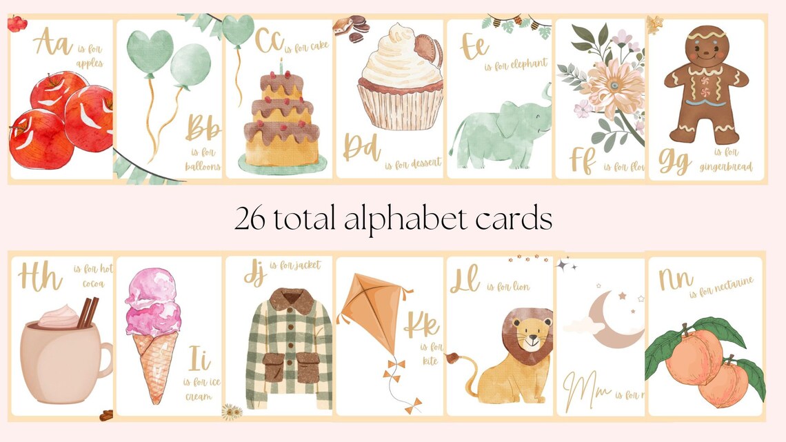 Boho Styled Preschool Alphabet Flashcards Muted Colors Learn - Etsy
