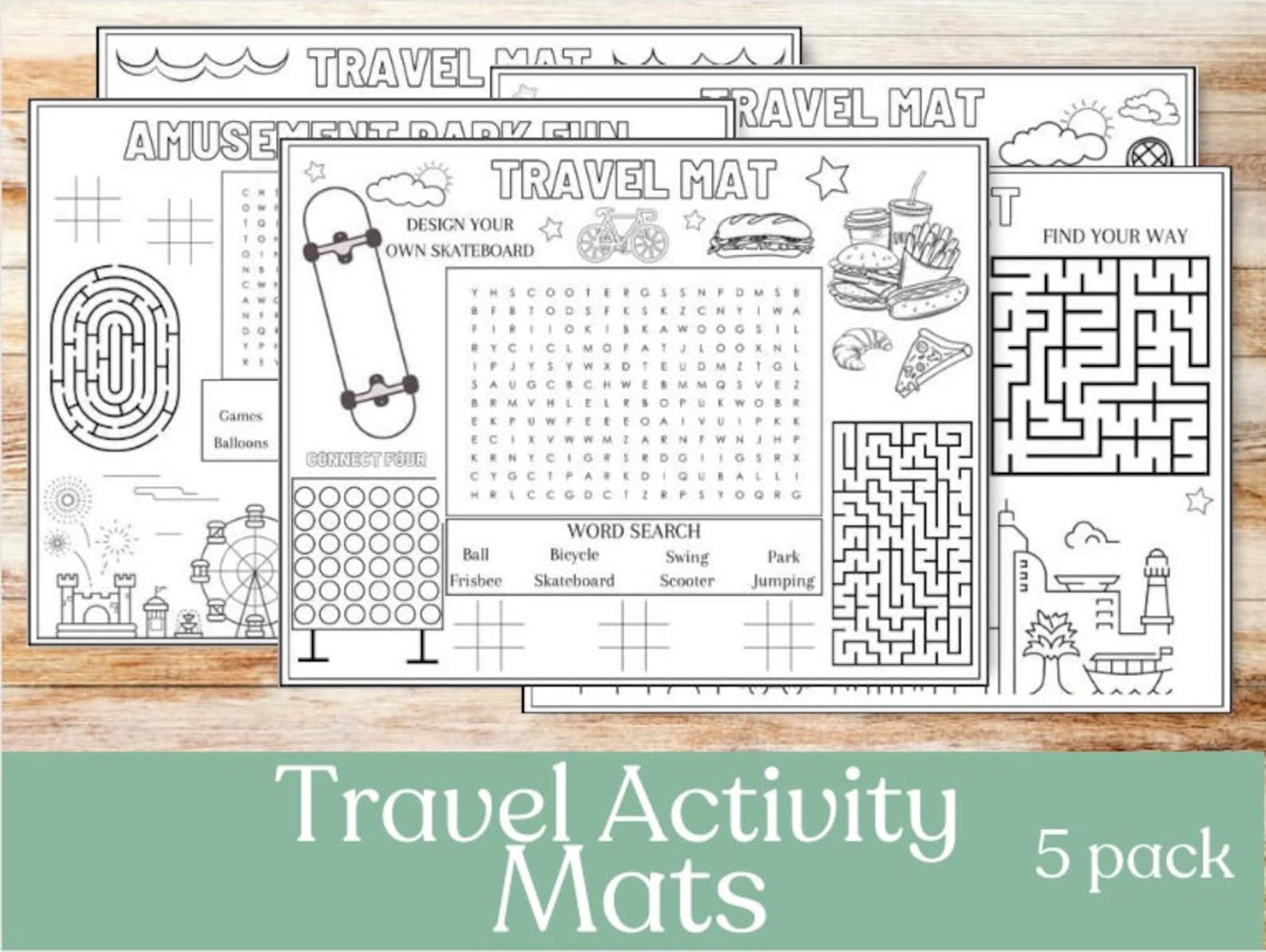 Kids Activity Placemat, Activity Sheet for Kids, Restaurant Placemats ...