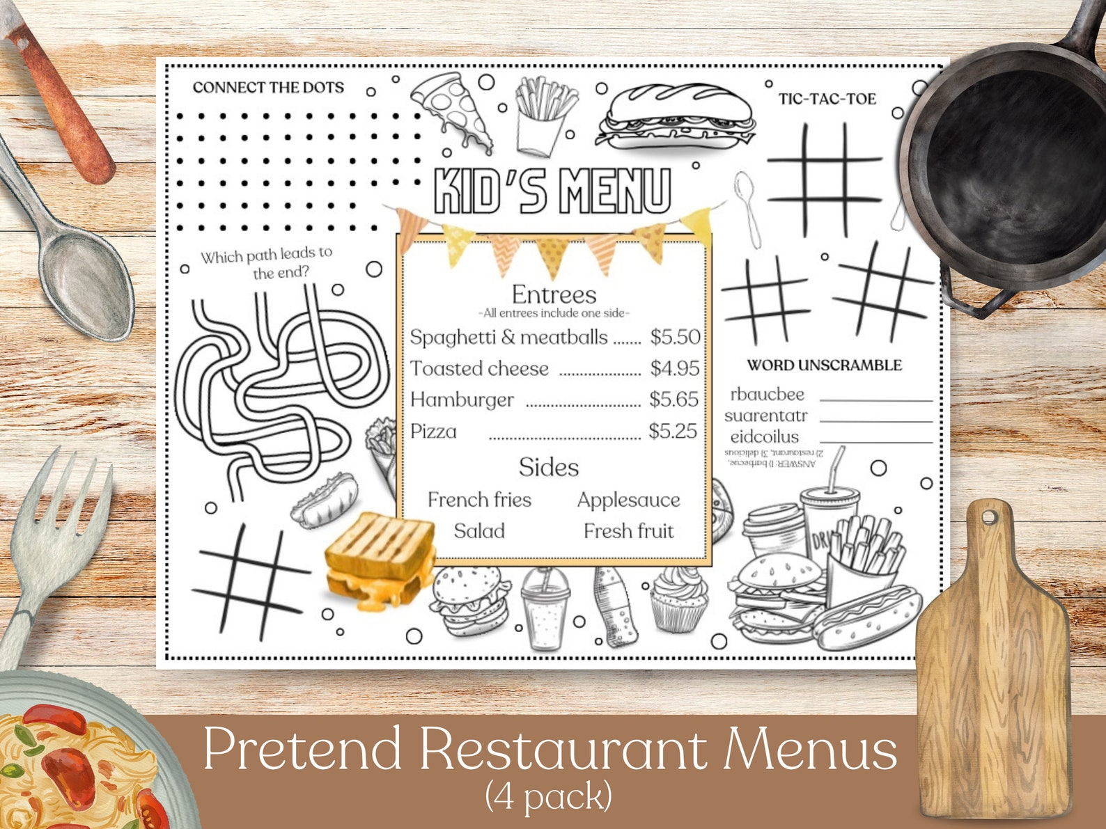 Printable Menus for Pretend Play, Dramatic Play, Imagination Props ...