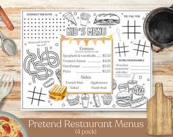 Printable Pretend Play Restaurant Menus, Preschool Kids Activities ...