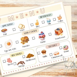Pretend Play Restaurant Menus, Kitchen Play Menus for Kids, Printable ...