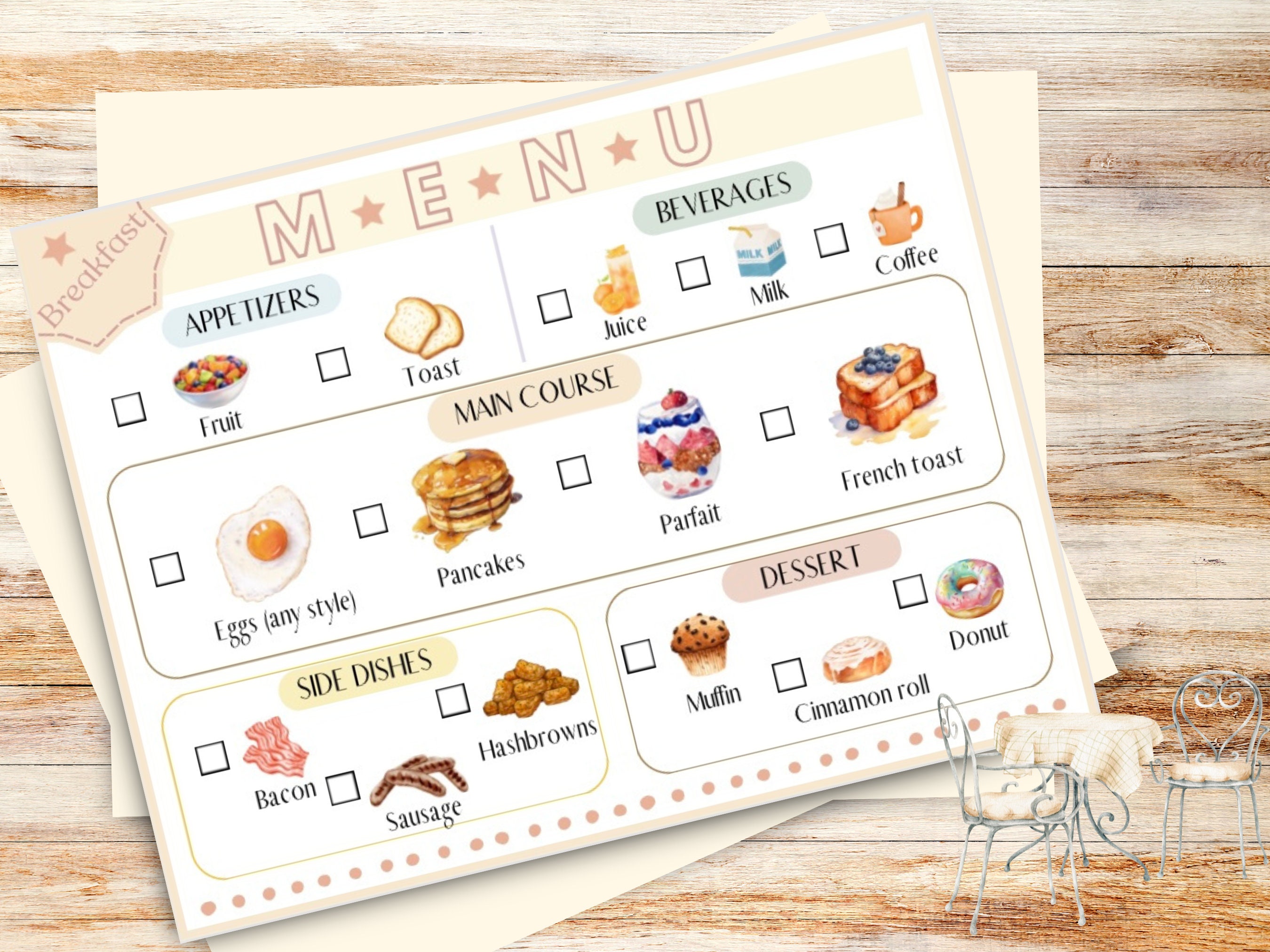 Pretend Play Restaurant Menus, Kitchen Play Menus for Kids, Printable ...