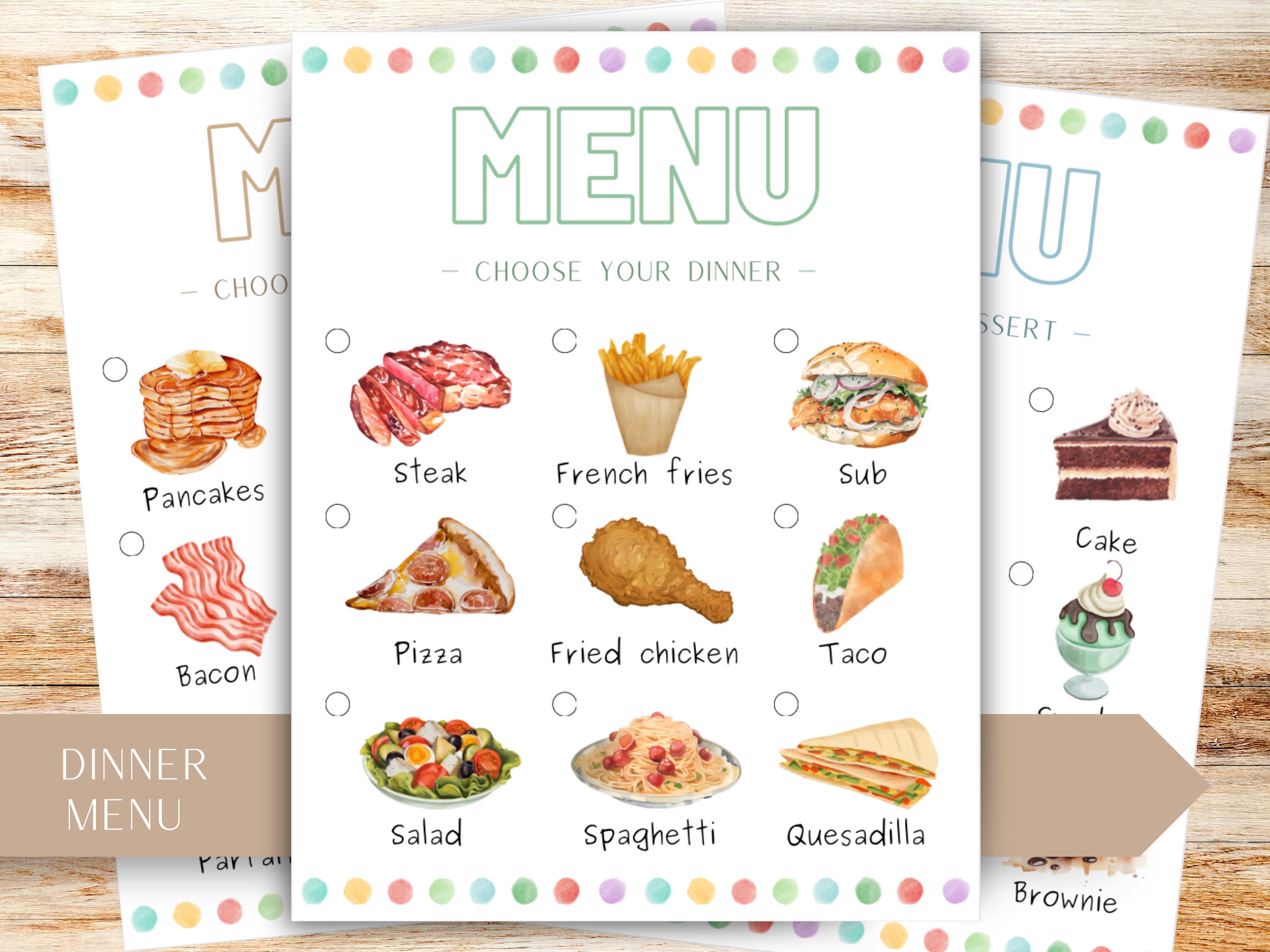 Kid's Pretend Restaurant Menus, Printable Menus for Pretend Play ...