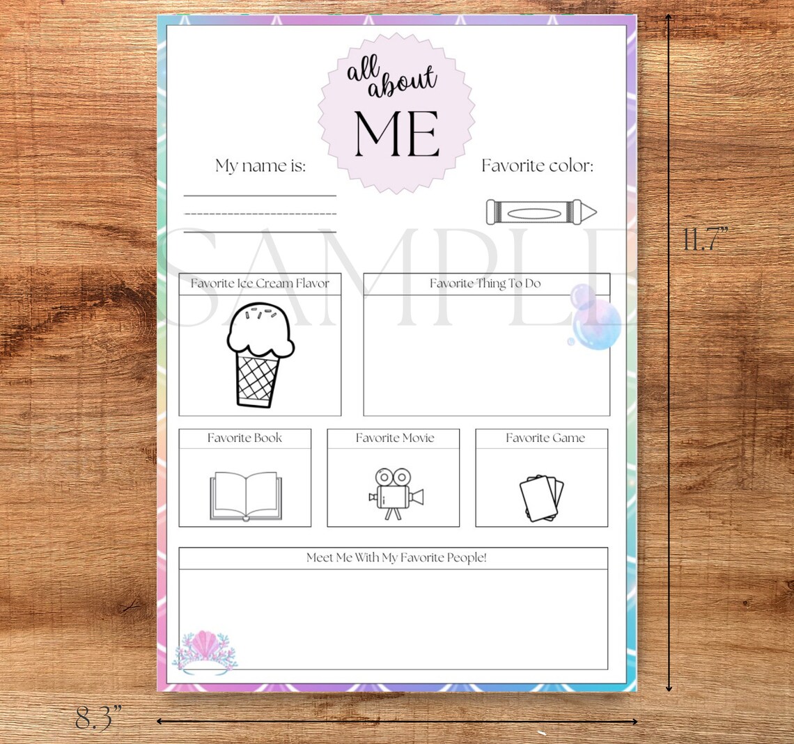 Mermaid All About Me Worksheet, Printable All About Me Worksheet for ...