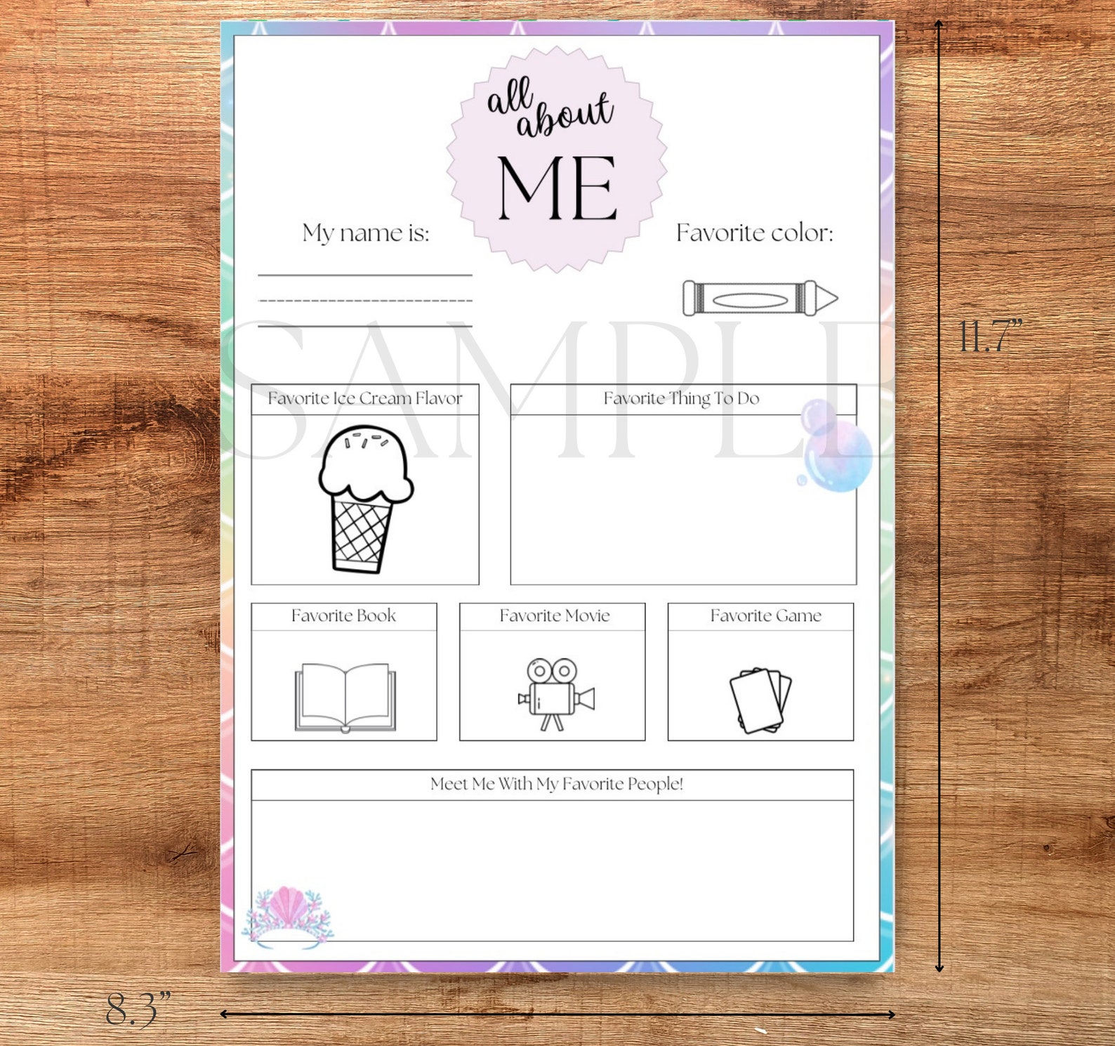 Mermaid All About Me Worksheet, Printable All About Me Worksheet for ...