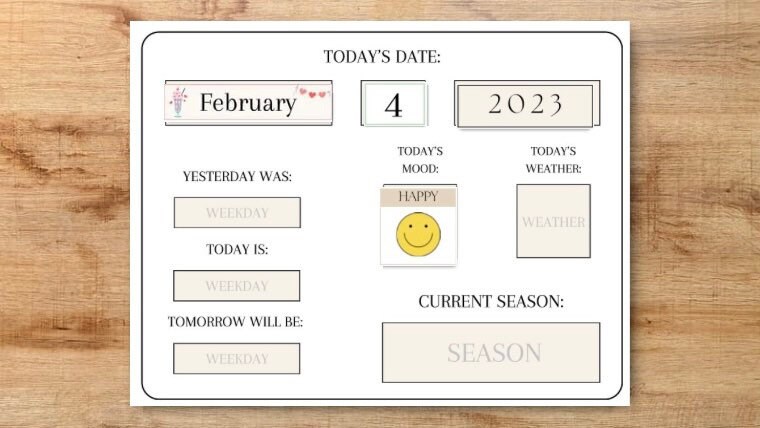 Printable Visual Calendar Board for Preschooler, Editable Calendar ...