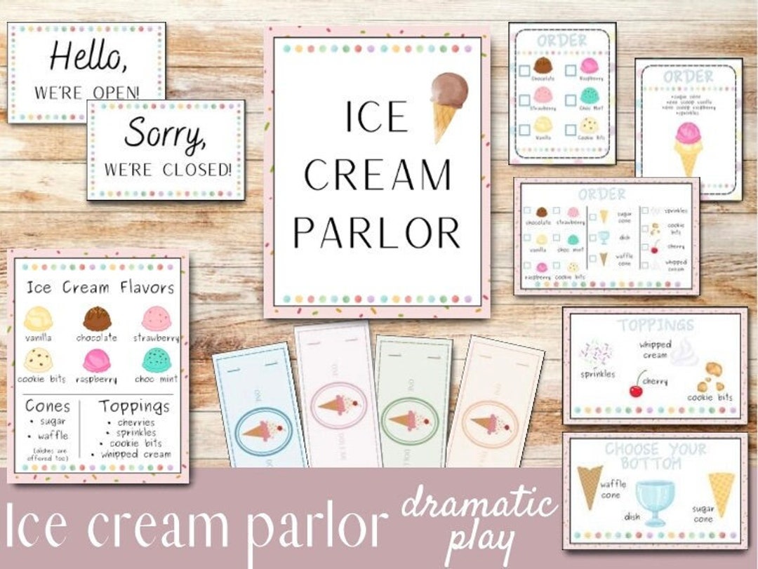 Ice Cream Parlor Pretend Play, Home Dramatic Play for Kids, Preschool ...