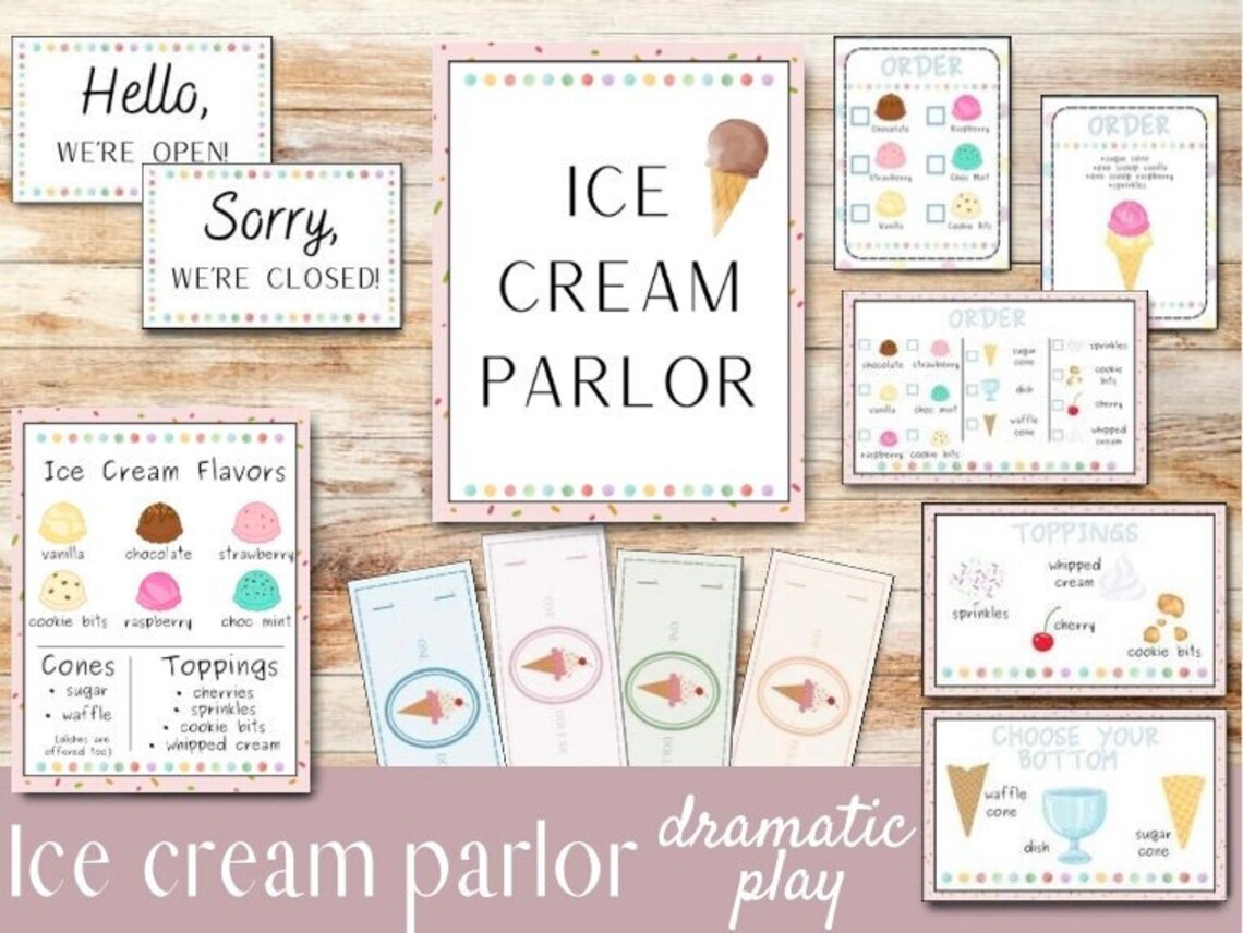 Ice Cream Parlor Pretend Play, Home Dramatic Play for Kids, Preschool ...