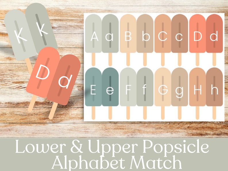 Alphabet Popsicle Stick Learning Activity, Uppercase and Lowercase ...