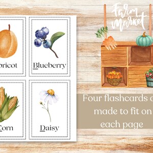 Farmer's Market Themed Flashcards, Watercolor Alphabet Cards, ABC ...