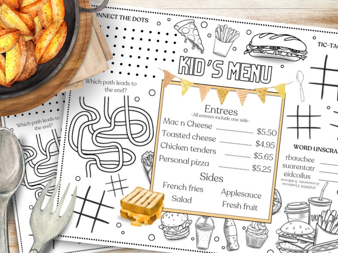 Printable Menus for Pretend Play, Dramatic Play, Imagination Props ...