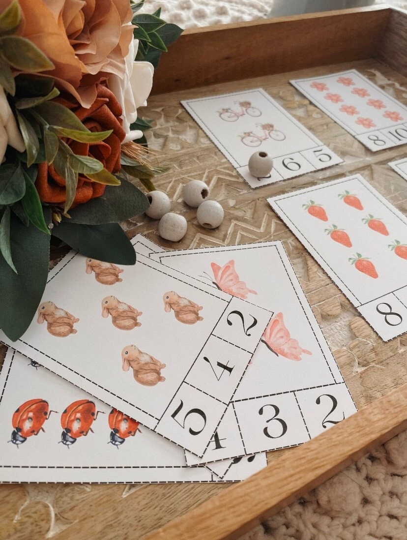 Summer Count and Clip Activity, Count and Clip Cards 1-10, Montessori ...