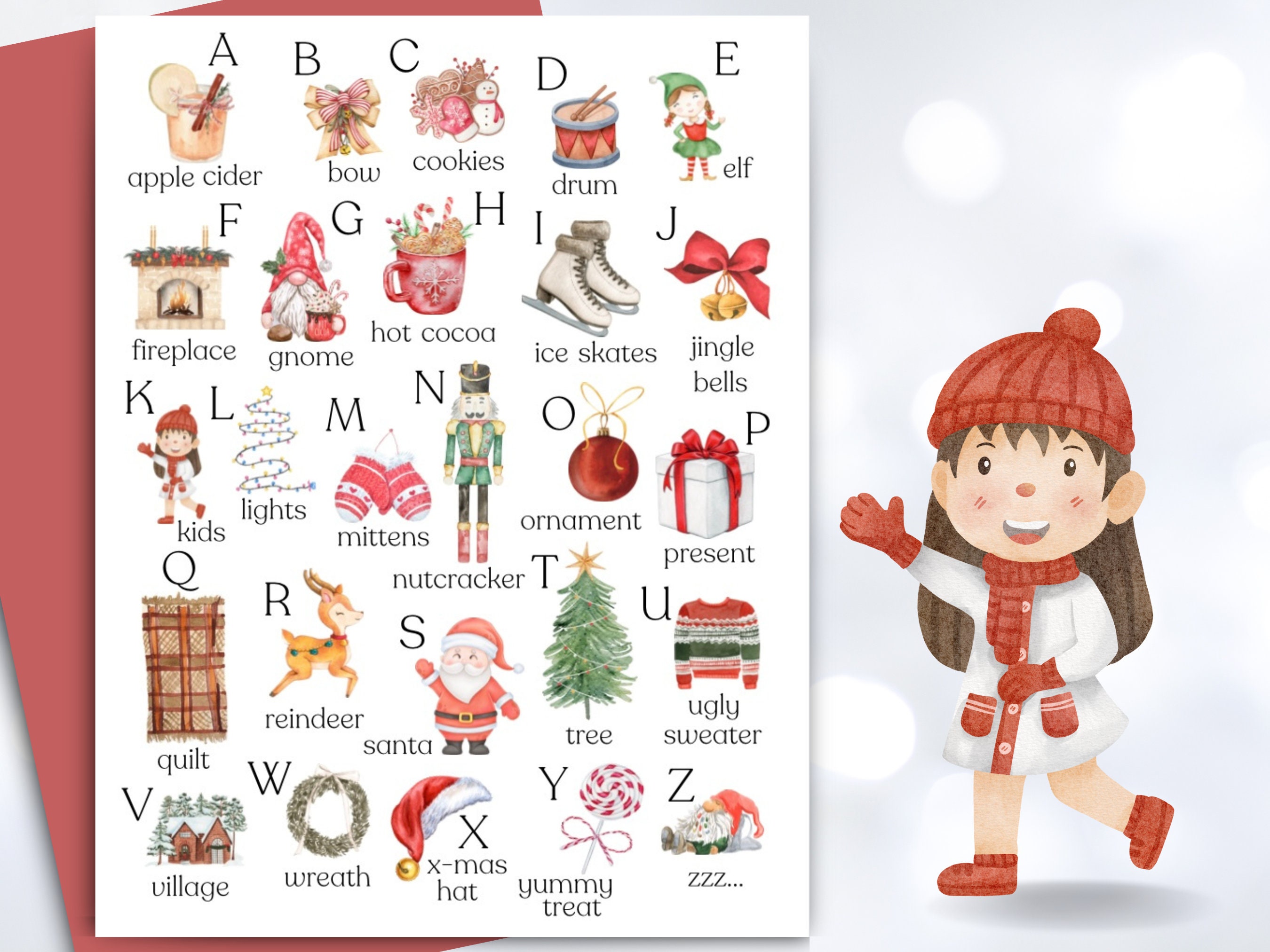 Christmas Alphabet Poster, Holiday Abcs, Alphabet Poster for Kids ...