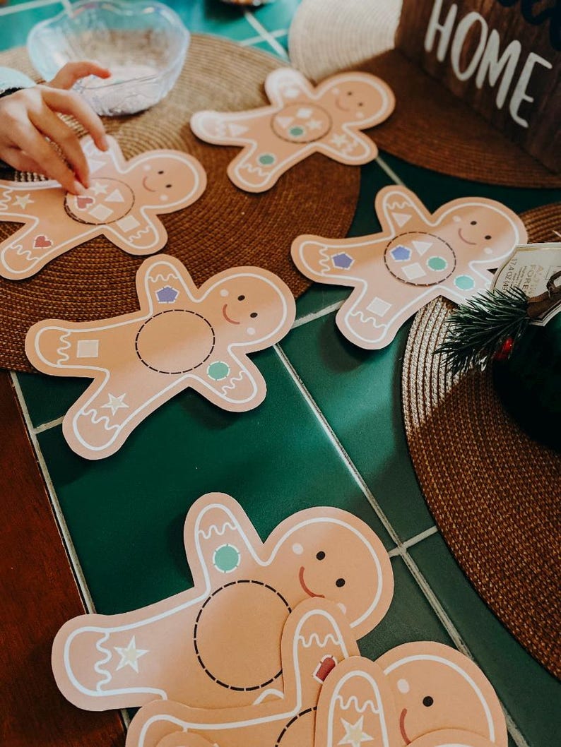 Gingerbread Shape Puzzles, Pattern Practice for Kids, Holiday Learning ...