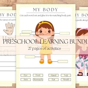Learning My Body for Preschoolers Printable, Educational Worksheets for ...