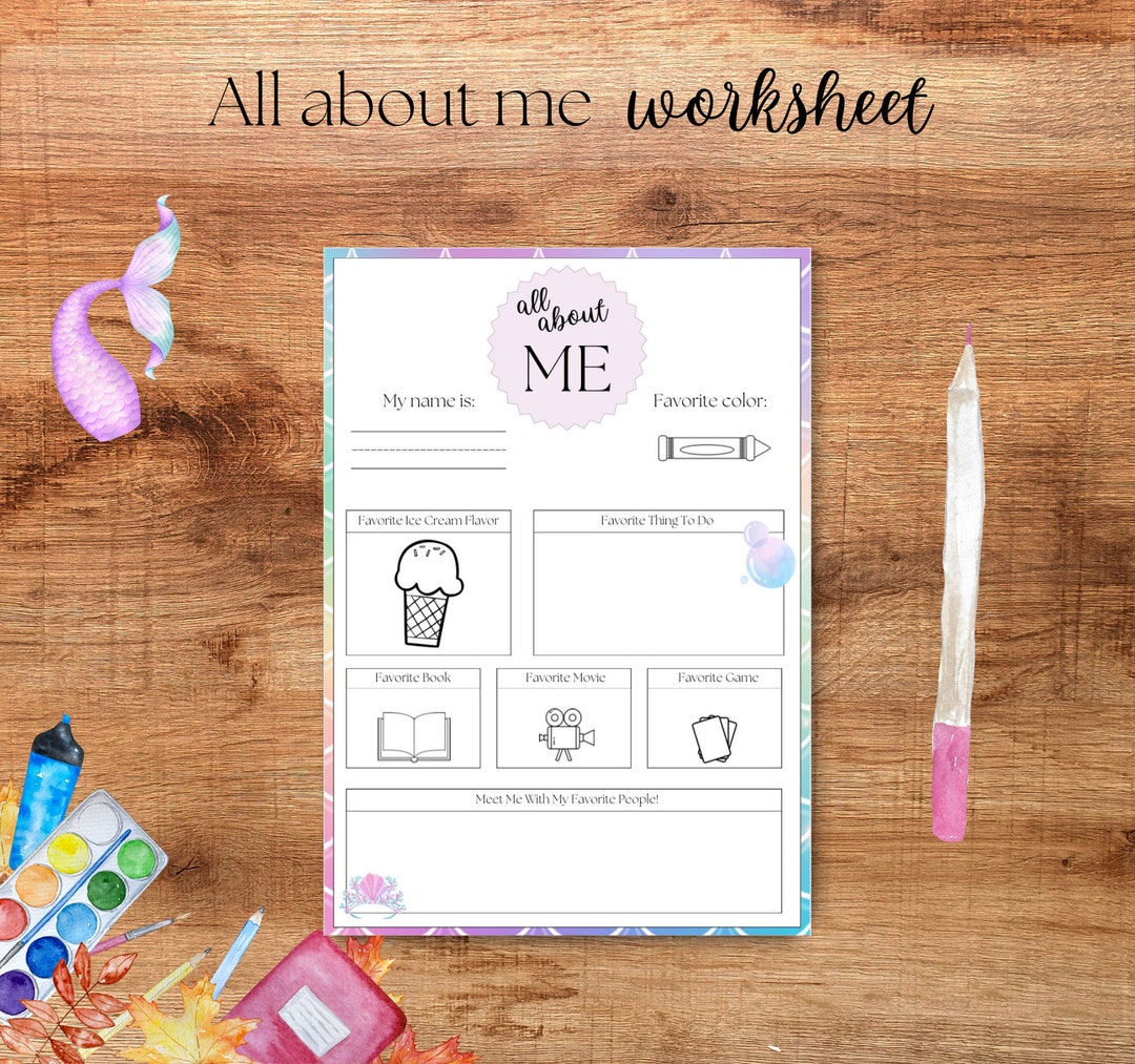 Mermaid All About Me Worksheet Printable All About Me - Etsy