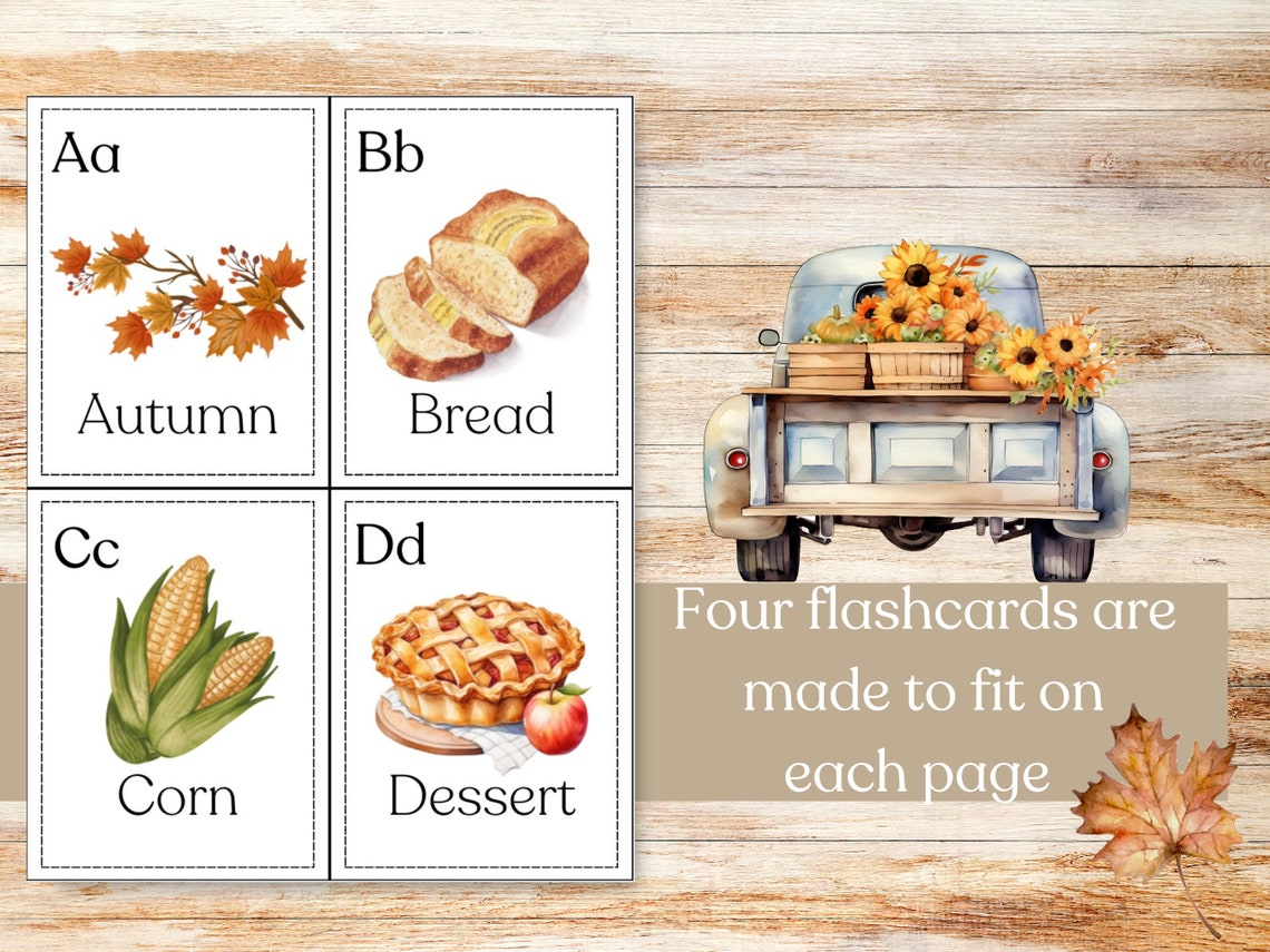 Thanksgiving Alphabet Flashcards, Alphabet Flashcards for Kids ...