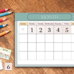 Printable Visual Calendar Board for Preschooler, Editable Calendar ...
