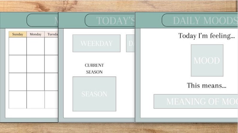 Printable Visual Calendar Board for Preschooler, Editable Calendar ...