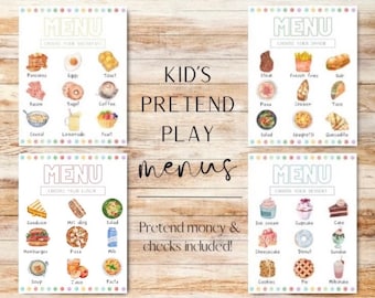 Printable Menus for Pretend Play, Dramatic Play, Imagination Props ...
