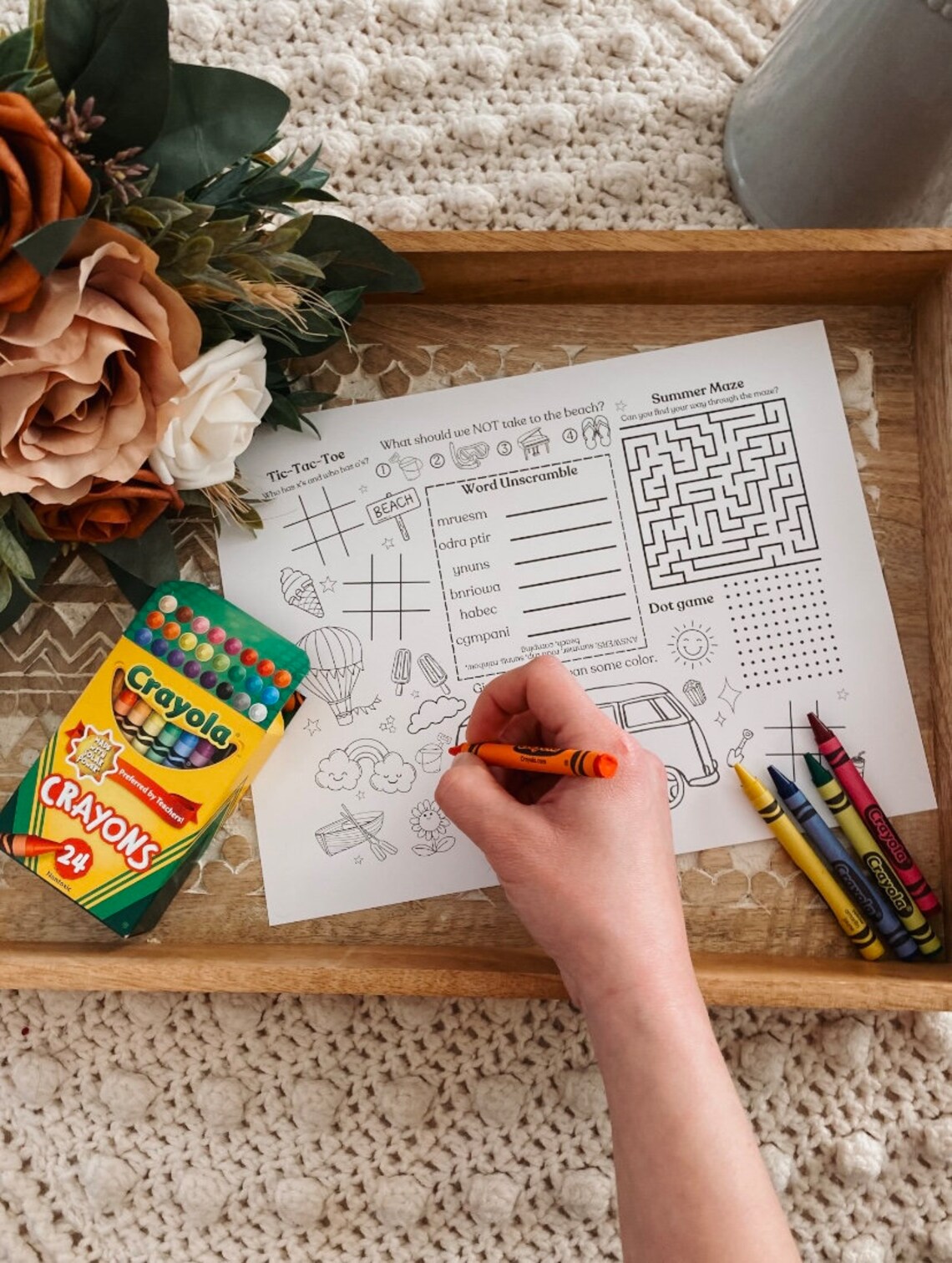 Summer Activity Placemat, Printable Activity Placemat, Summer Games ...
