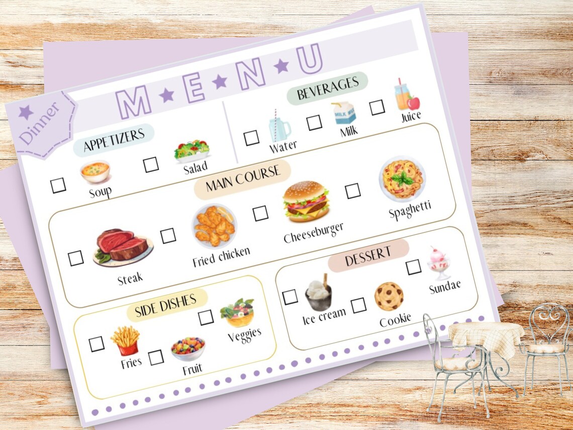 Pretend Play Restaurant Menus, Kitchen Play Menus for Kids, Printable ...