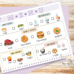 Pretend Play Restaurant Menus, Kitchen Play Menus for Kids, Printable ...