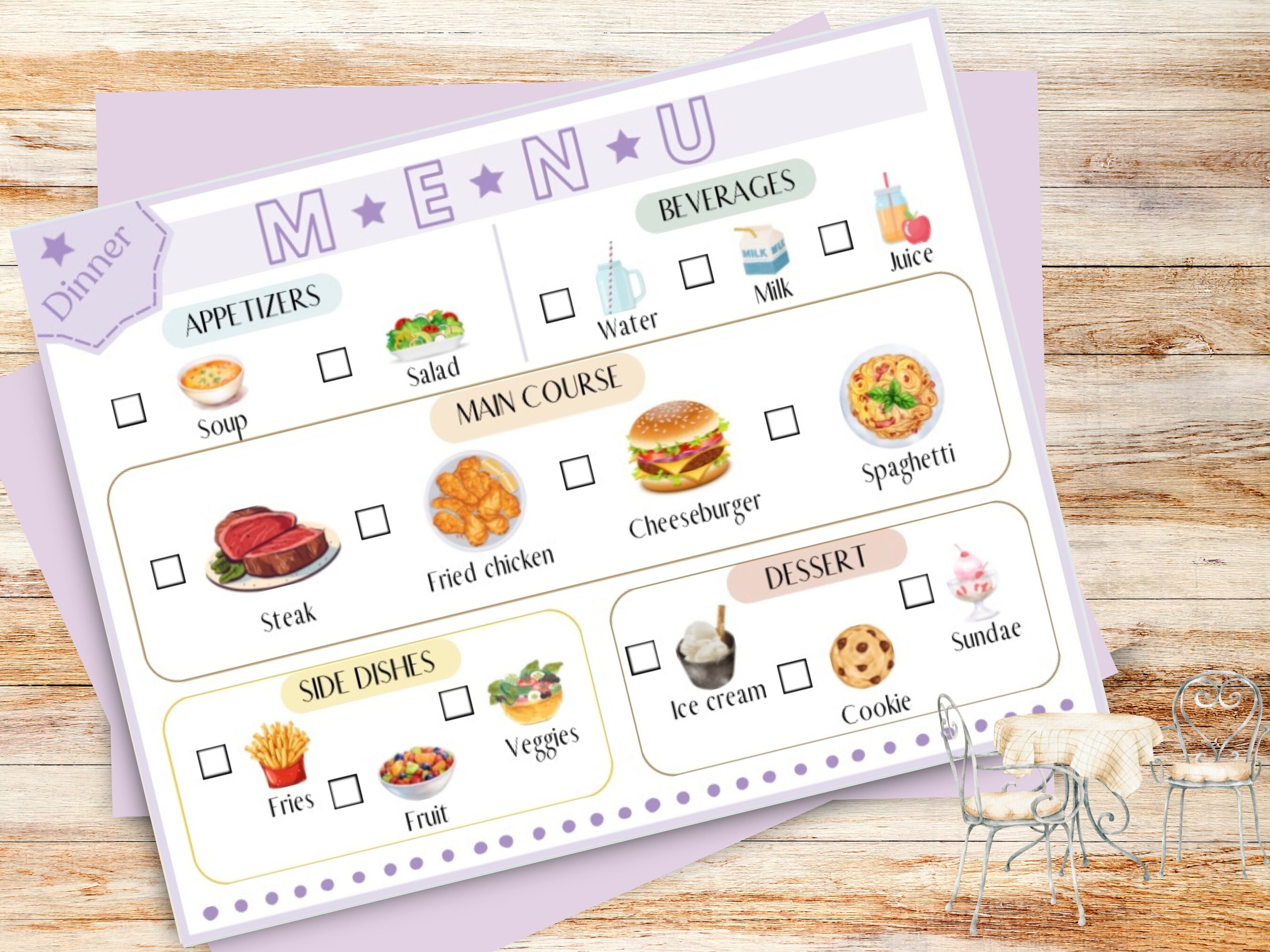 Pretend Play Restaurant Menus, Kitchen Play Menus for Kids, Printable ...