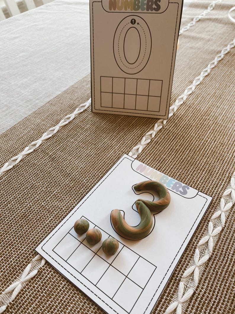 Play Doh Mats for Kids, Numbers Play Doh Mats, Number Flashcards, Ten ...