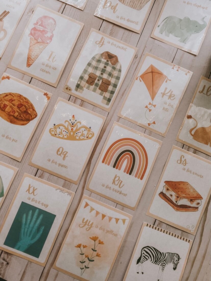 Boho Styled Preschool Alphabet Flashcards, Muted Colors, Learn My Abcs ...