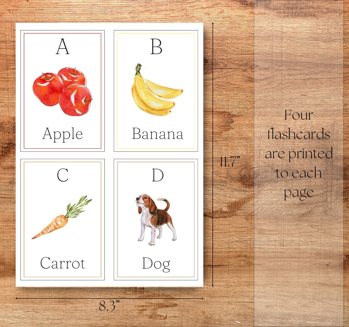 Printable Alphabet Flashcards for Preschoolers, Watercolor Alphabet ...