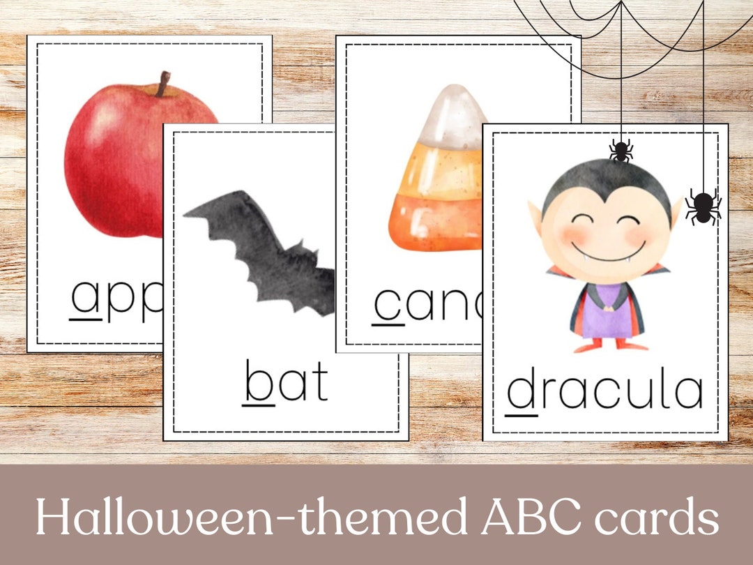 Halloween Themed ABC Flashcards for Kids, Alphabet Flashcards ...