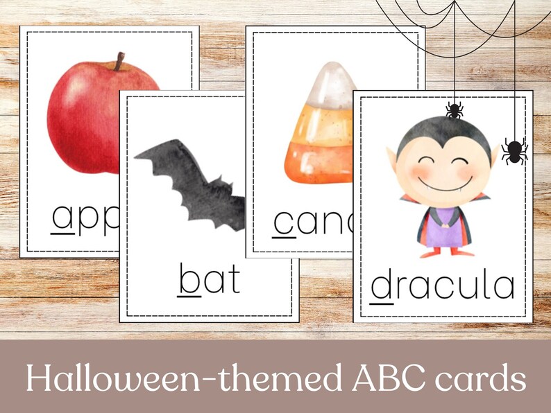 Halloween Themed ABC Flashcards for Kids, Alphabet Flashcards ...