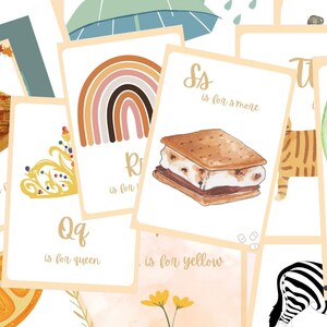 Boho Styled Preschool Alphabet Flashcards, Muted Colors, Learn My Abc’s ...