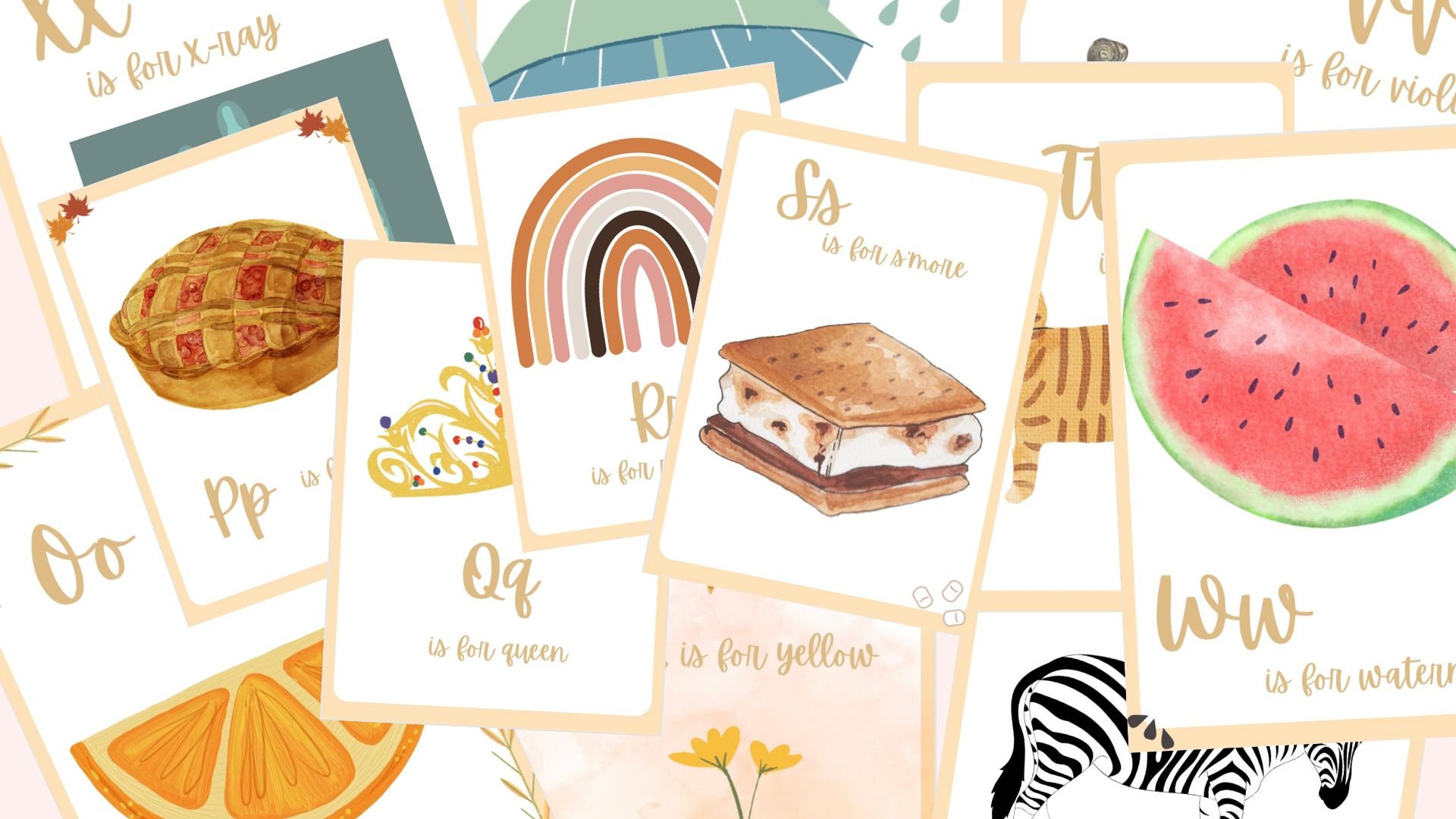 Boho Styled Preschool Alphabet Flashcards, Muted Colors, Learn My Abc’s ...