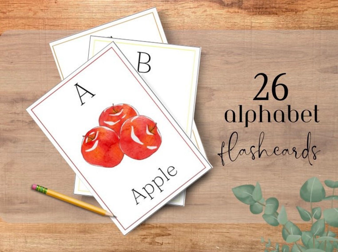 Printable Alphabet Flashcards for Preschoolers, Watercolor Alphabet ...