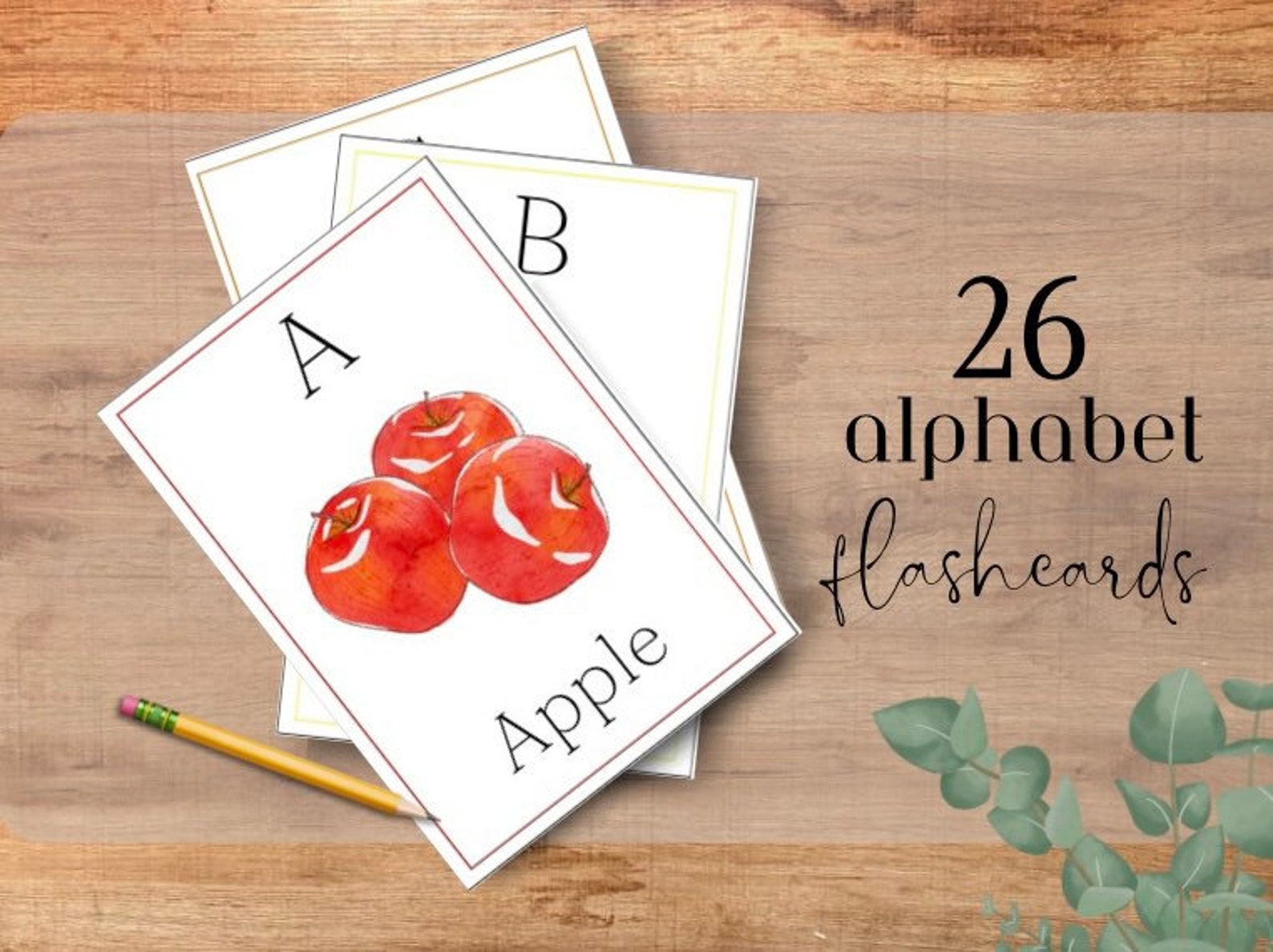 Printable Alphabet Flashcards for Preschoolers, Watercolor Alphabet ...