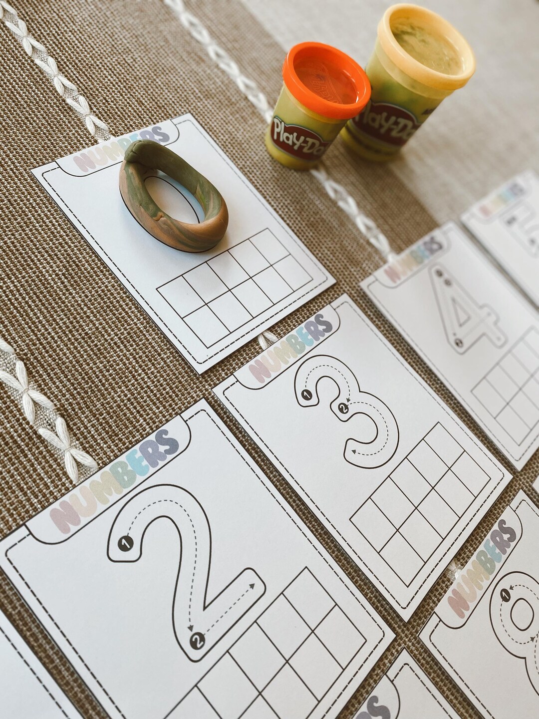 Play Doh Mats for Kids, Numbers Play Doh Mats, Number Flashcards, Ten ...