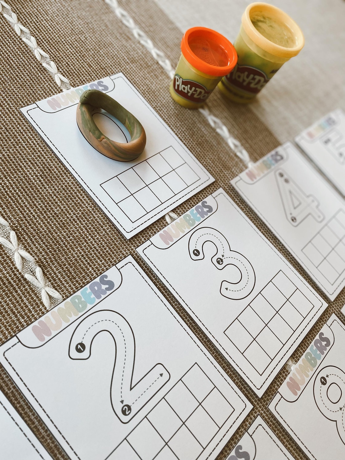 Play Doh Mats for Kids, Numbers Play Doh Mats, Number Flashcards, Ten ...