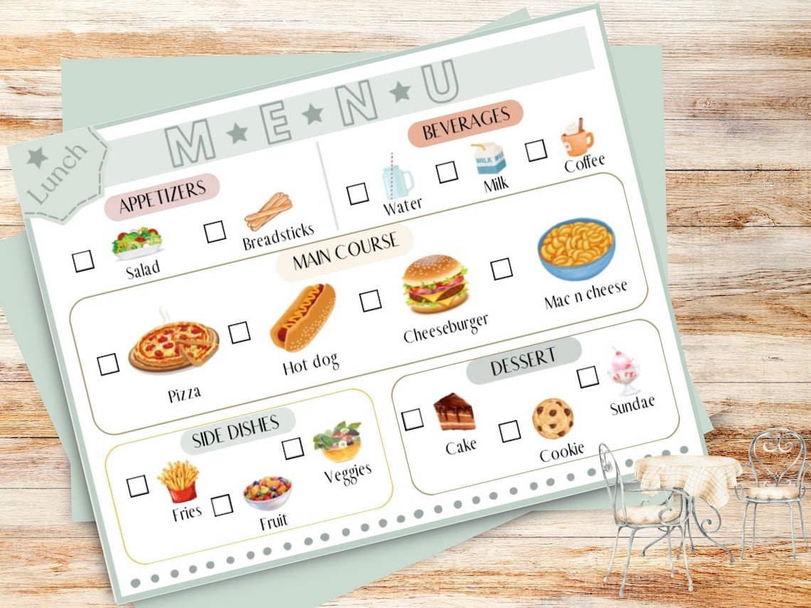 Pretend Play Restaurant Menus, Kitchen Play Menus for Kids, Printable ...