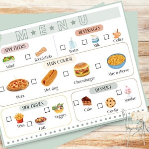 Pretend Play Restaurant Menus, Kitchen Play Menus for Kids, Printable ...