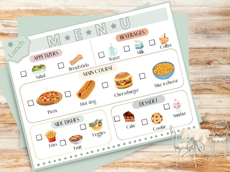 Pretend Play Restaurant Menus, Kitchen Play Menus for Kids, Printable ...